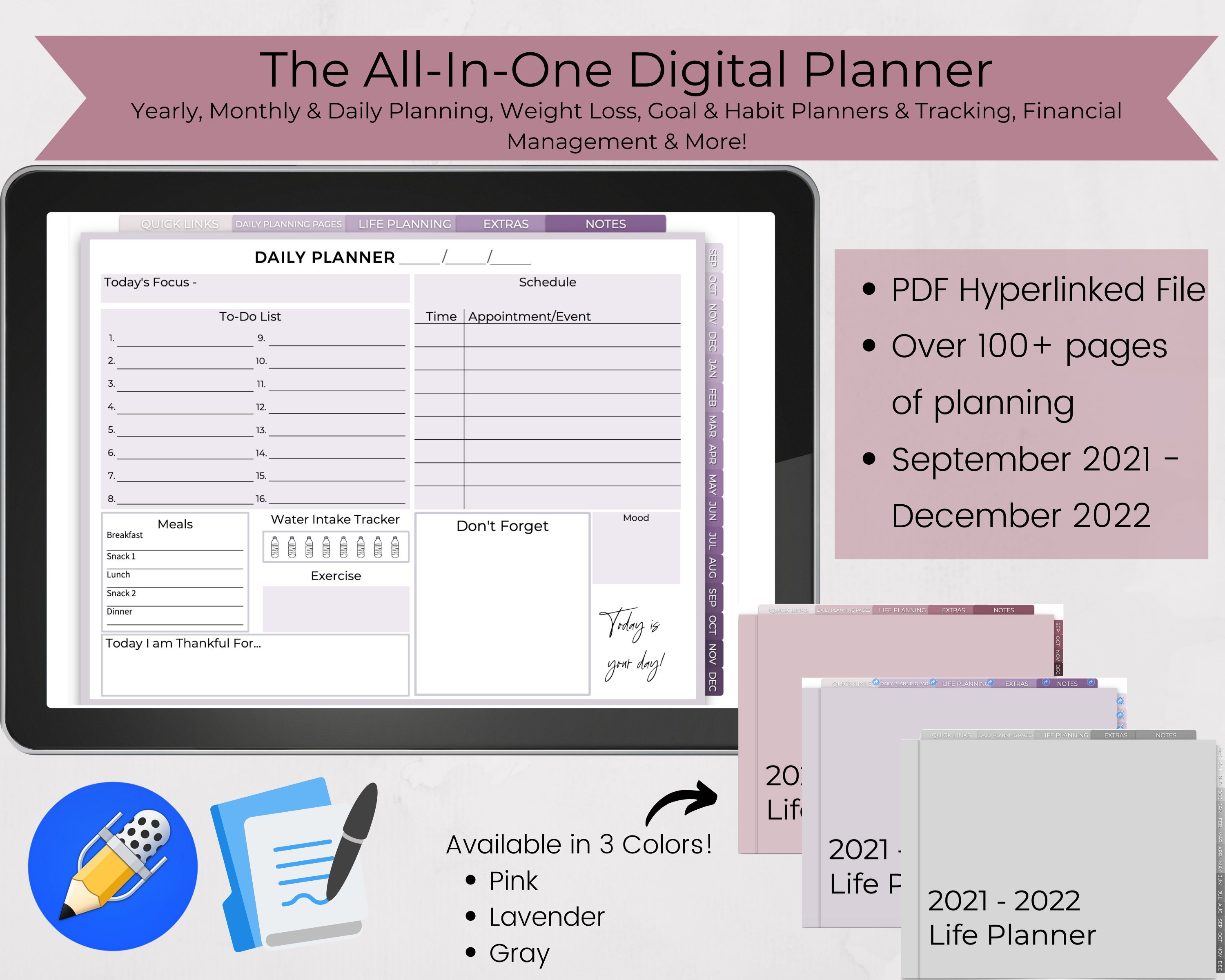 Undated Digital Planner for Goodnotes + Notability, Digital Life ...
