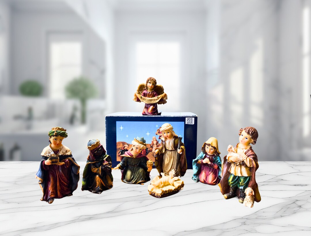 Polystone Children Nativity Set of 8 Figurines - Etsy