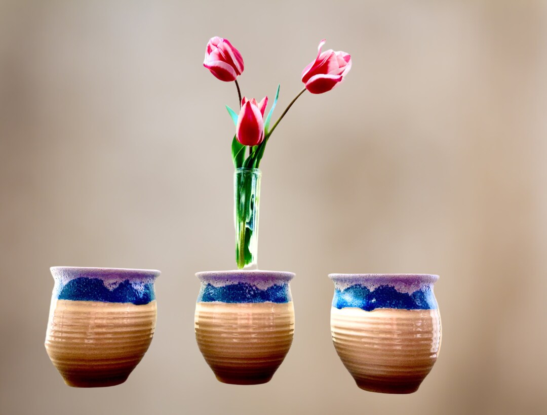 Blue Sky Pottery Vase Set of 3, 4" Tall - Etsy