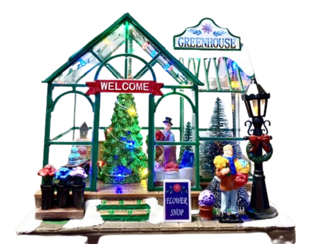 Holiday Time Musical Christmas Village Greenhouse, Light-up & Multi ...