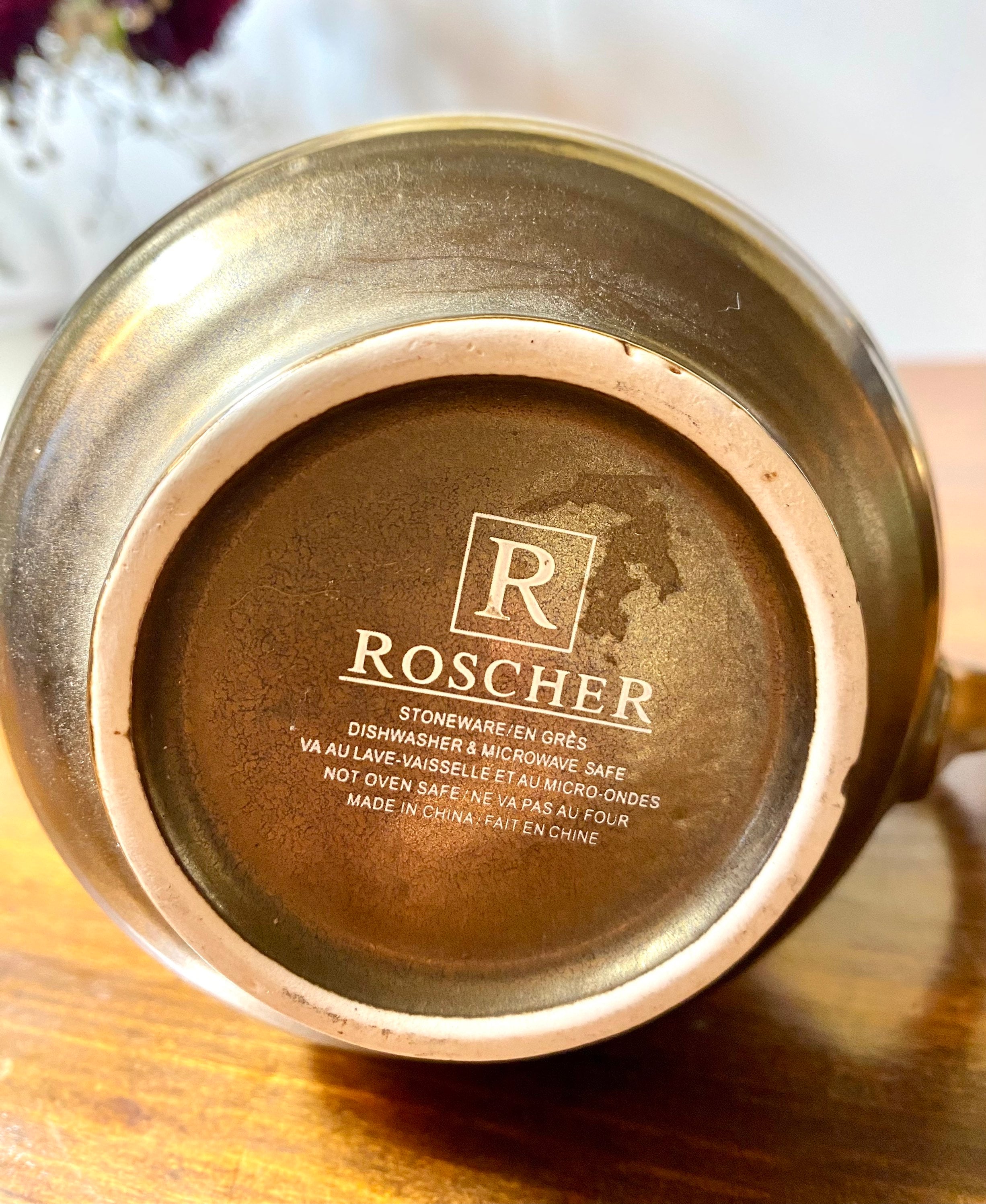 ROSCHER Stoneware Mugs Blue & Brown - Etsy