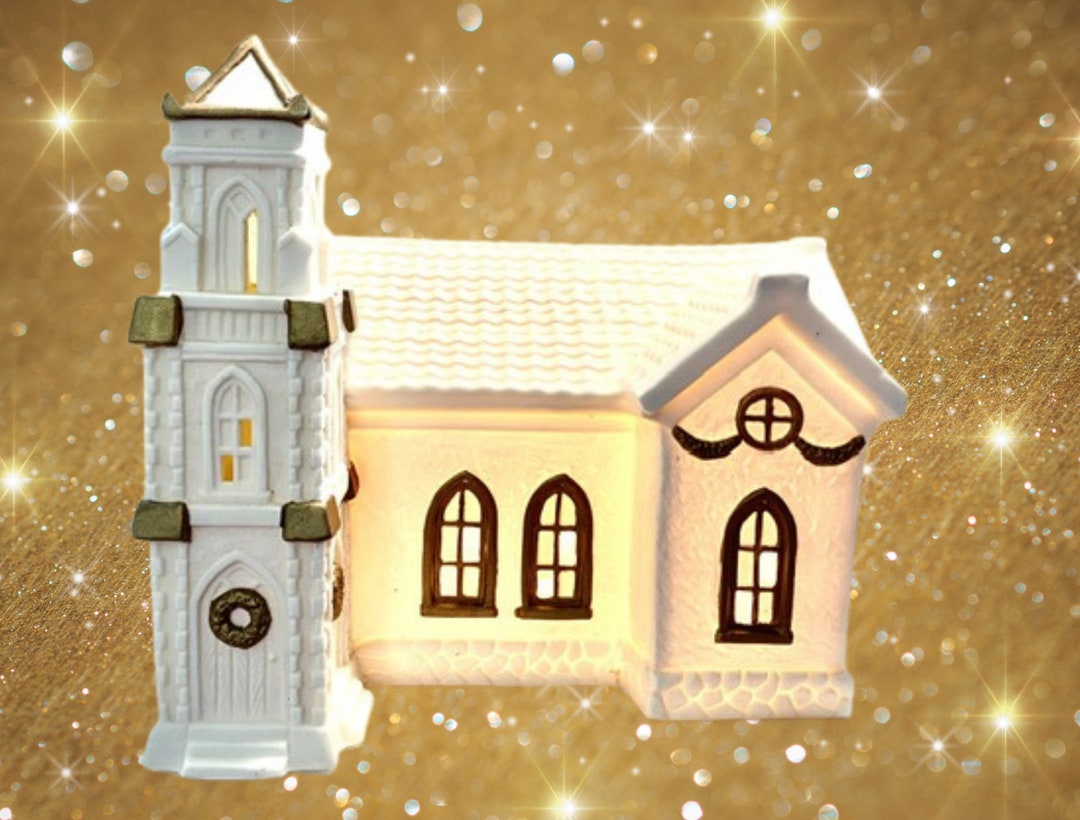 Christmas Village Lighted Church Lighted - Etsy