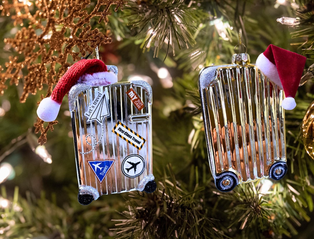 Suitcase Christmas Tree Ornaments Gold & Silver - Etsy