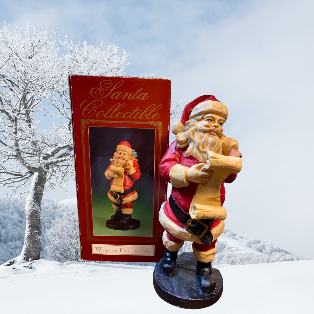 1992 Windsor Collection Santa With Gift List and Toys Bag Christmas ...