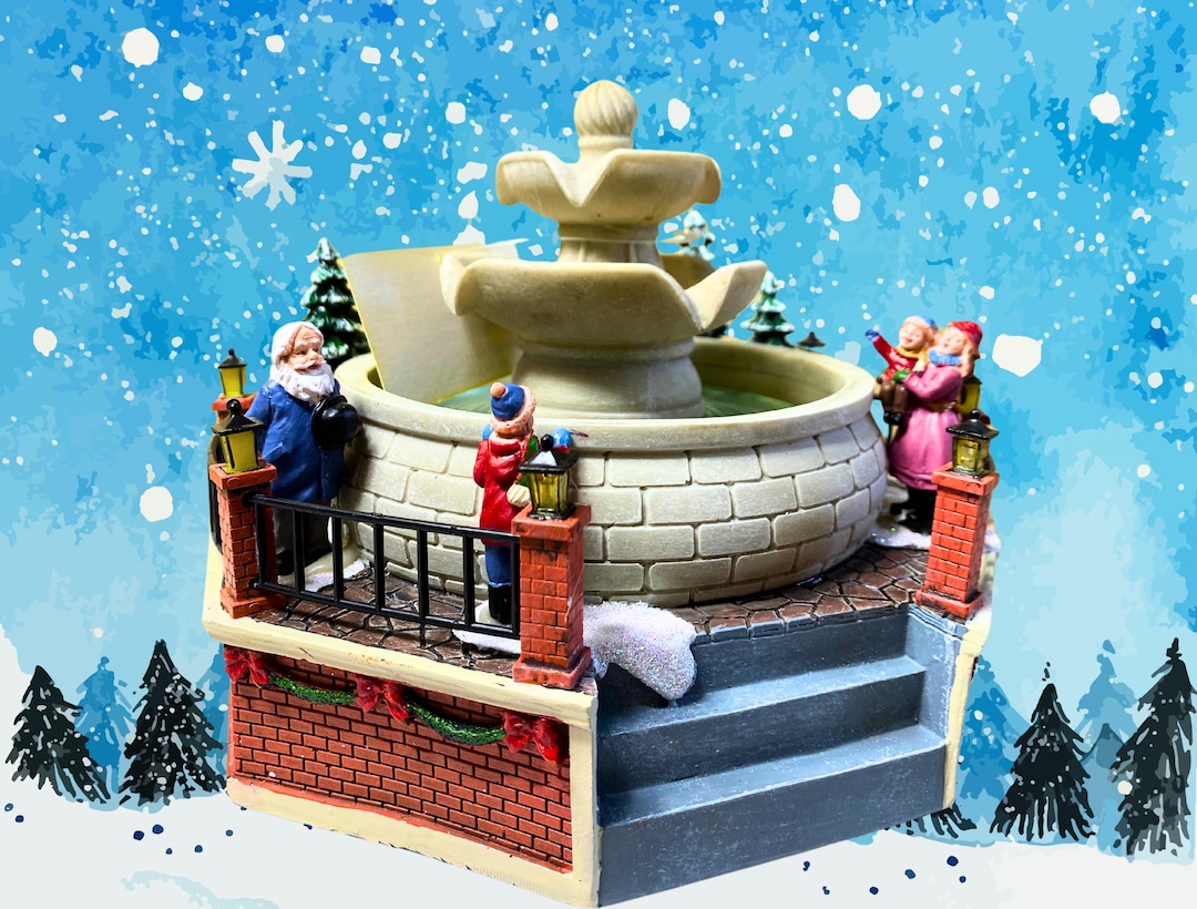 2024 Holiday Time Christmas Village Polyresin LED Holiday Fountain ...