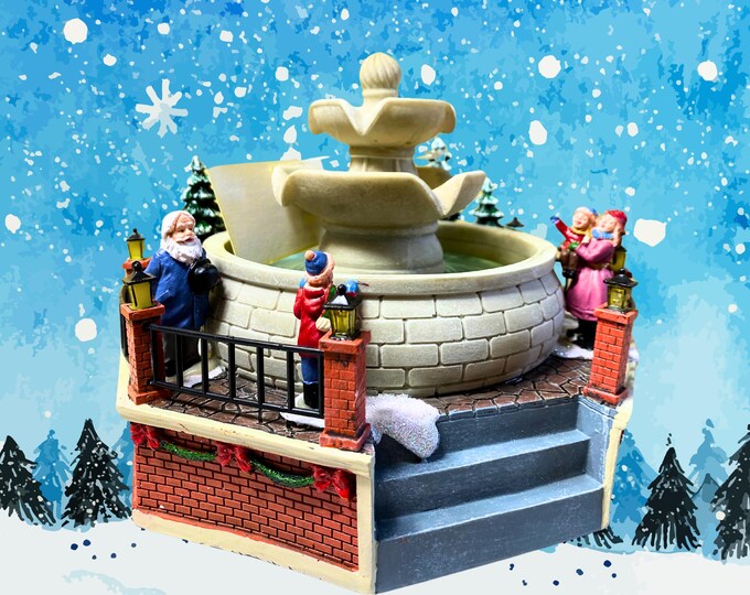 2024 Holiday Time Christmas Village Polyresin LED Holiday Fountain ...
