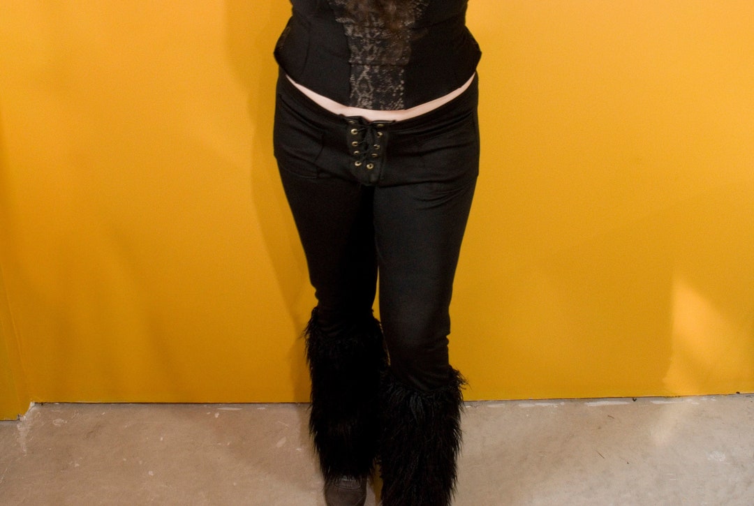 Deville Yoga Pants Style With Pockets and Lace up Waist, Faux Fur Lower ...