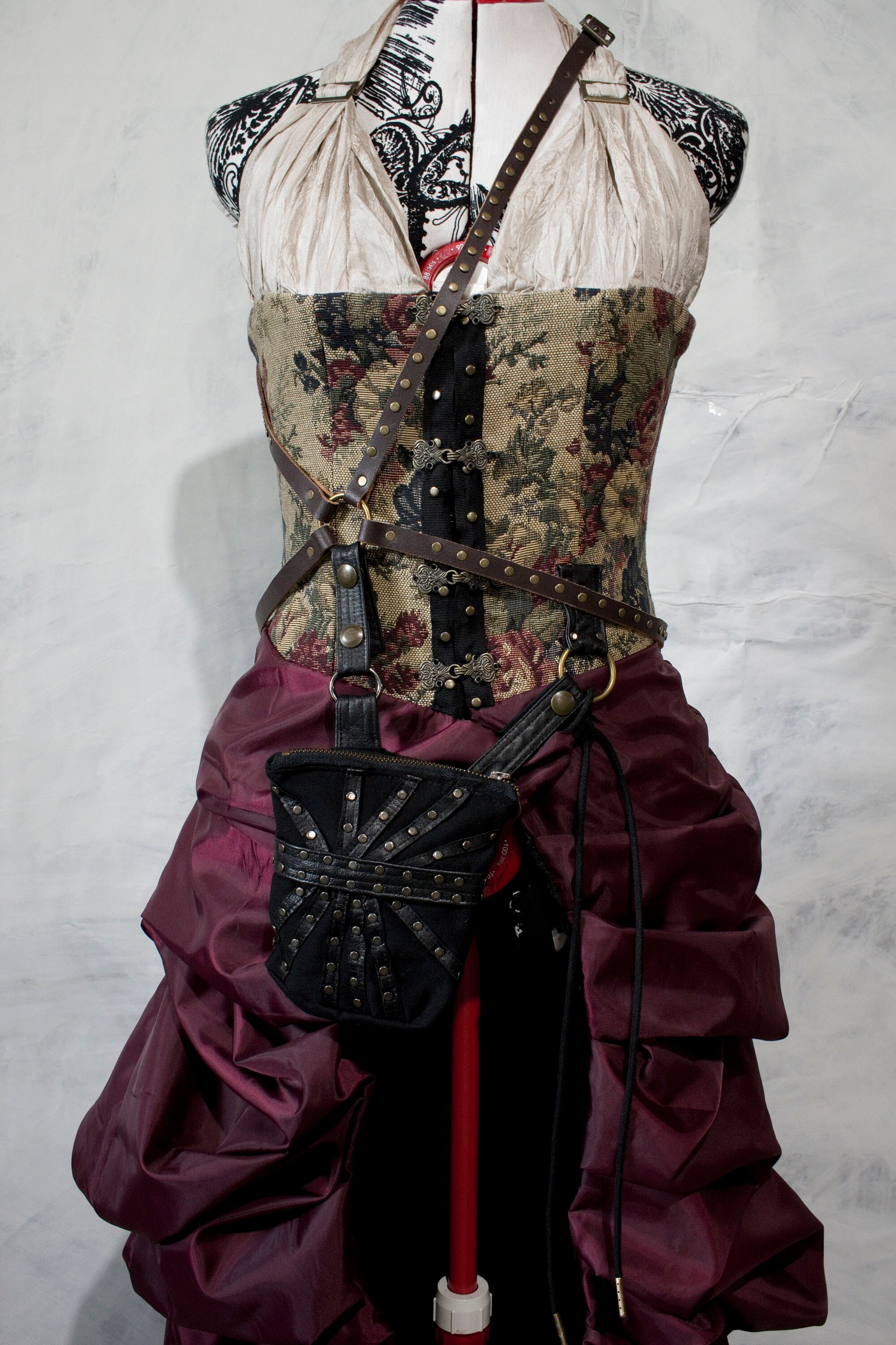 Steampunk Victorian Burlesque Dress, With Boned Bustier Style Halter ...