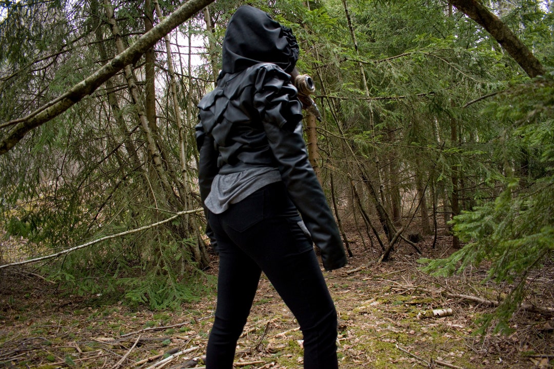 Sculpted Dragon Scales Faux Leather Jacket With Pockets and Hood, From ...