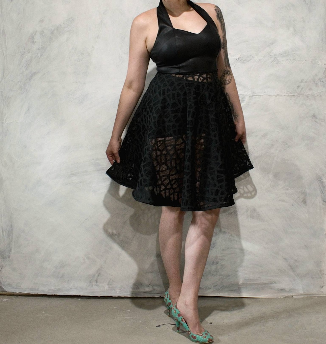 Goth Skater Dress, Faux Leather Look Bodice, Atomic Jane - Etsy