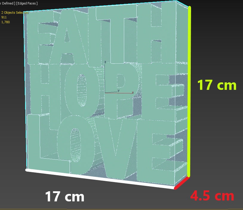 Digital STL| Faith Hope Love| 3D Stand Desk Sign for 3D Print| Home ...