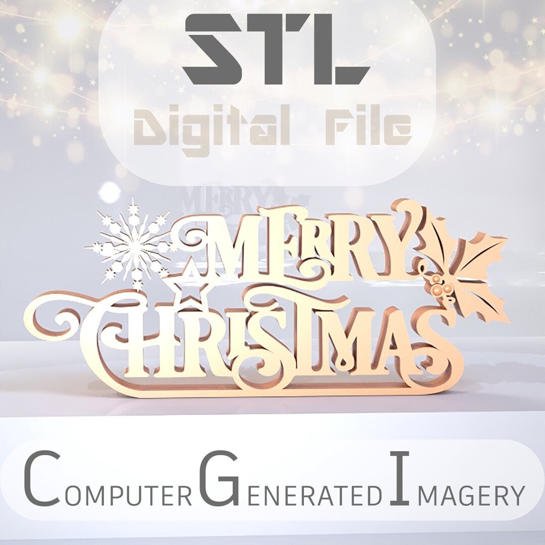 Digital STL/ TEXT Merry Christmas Standing Desk Sign for 3D Print| Home ...
