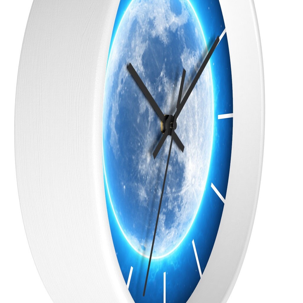 Moon Glow Wall Clock 10-inch Analog Clock Full Moon Blue Ring - Etsy