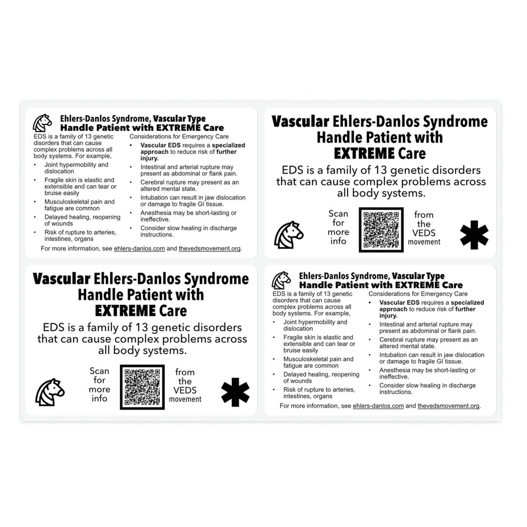Vascular Ehlers-danlos Syndrome Sticker Sheet Medical Alert Stickers ...