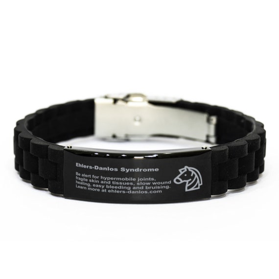 Ehlers danlos Syndrome eds Bracelet With Glide lock Clasp Laser engraved Medical Alert Information Etsy