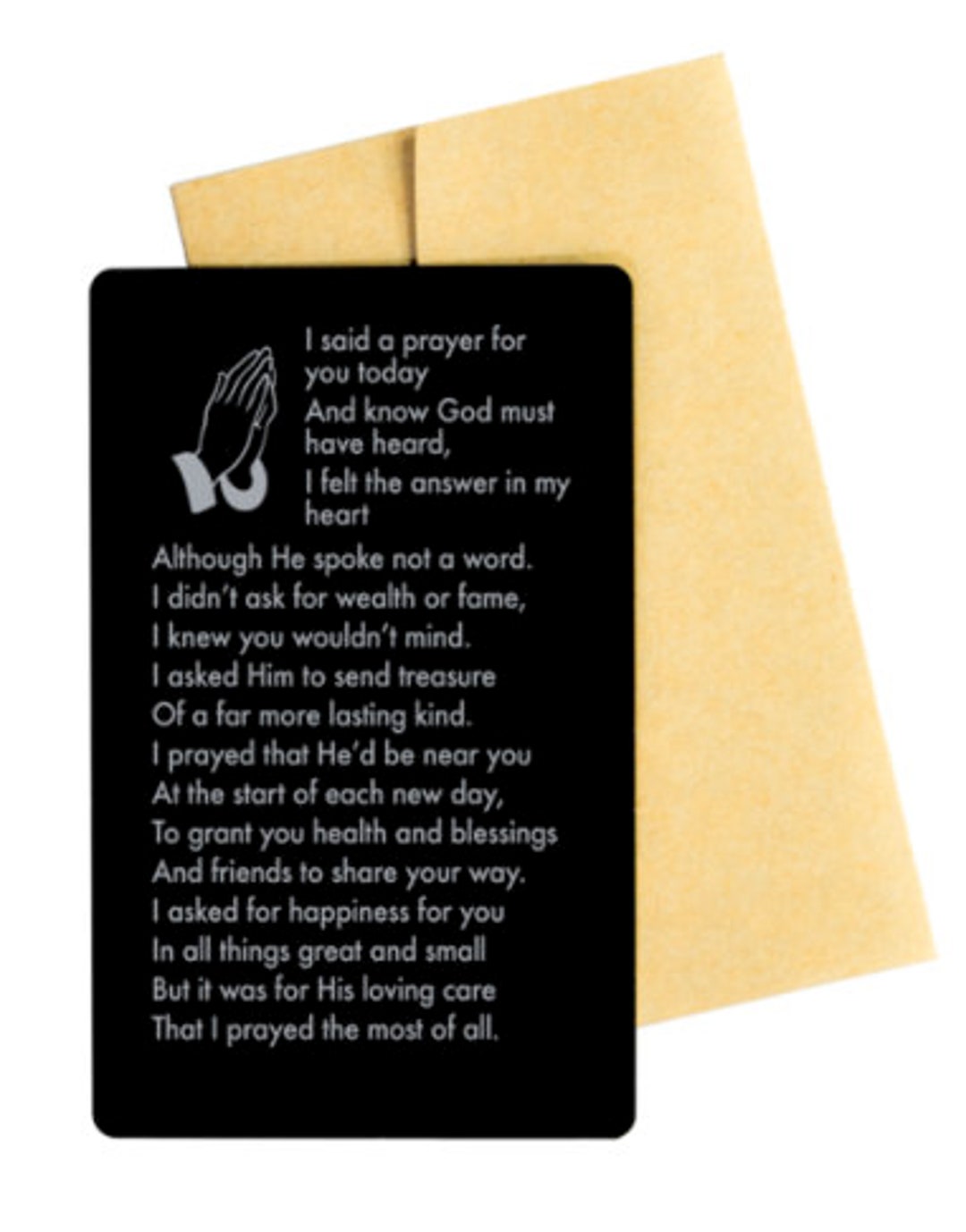 I Said A Prayer for You Today Engraved Prayer Card Aluminum Wallet Card ...