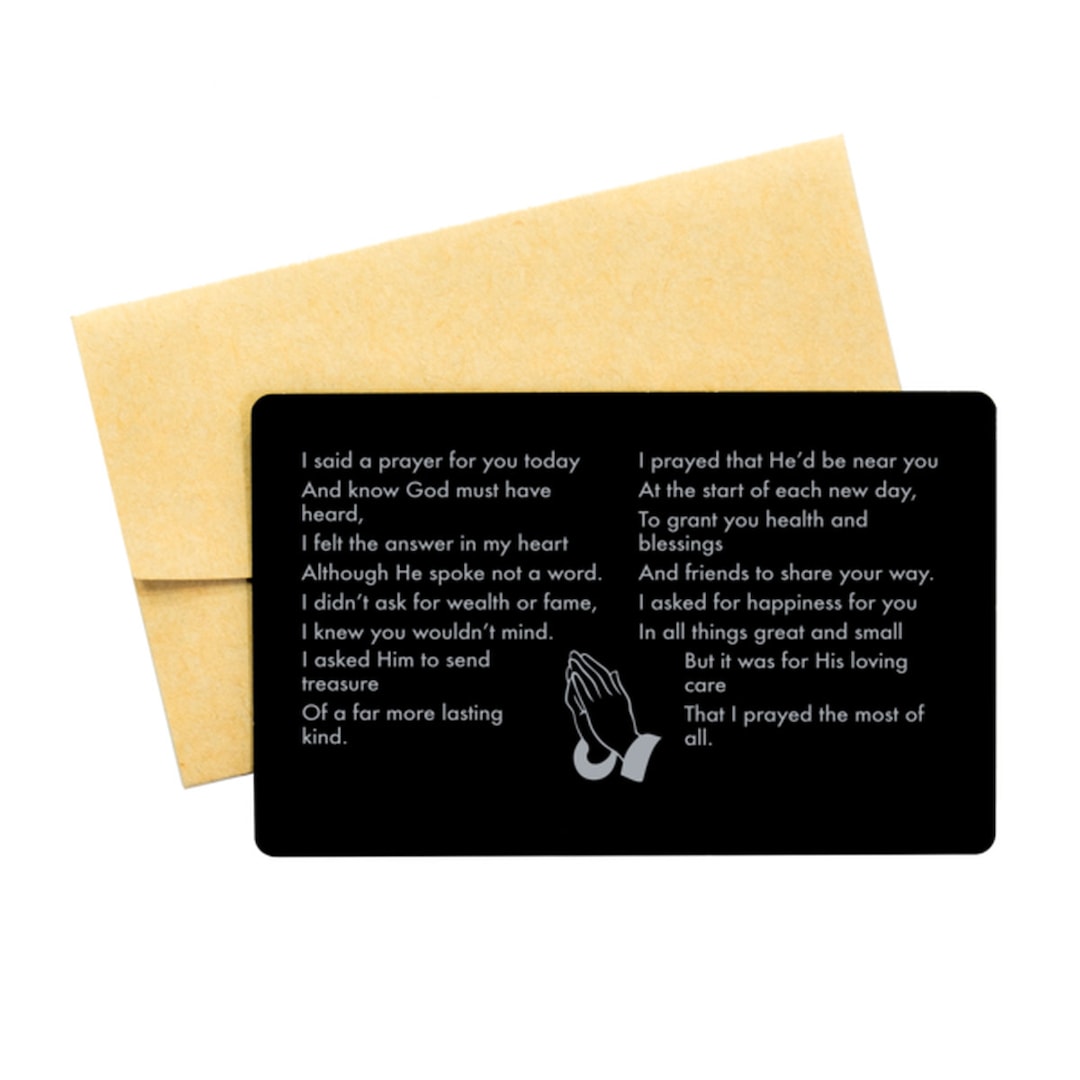 I Said A Prayer for You Today" Engraved Prayer Card - Laser-engraved ...