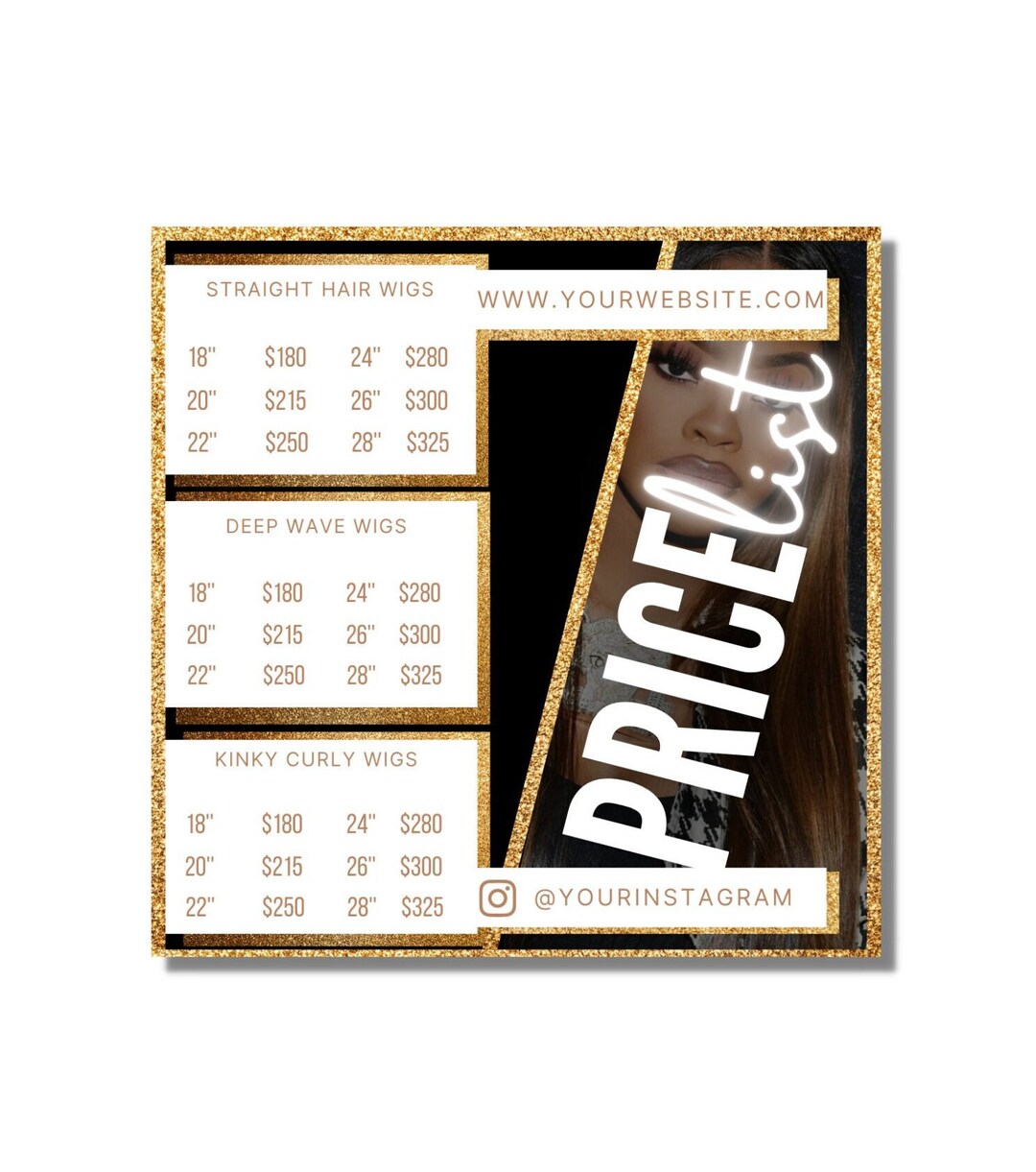 Wig Flyer, Logo Sale, Price List, Price List Template, Hair Price List ...