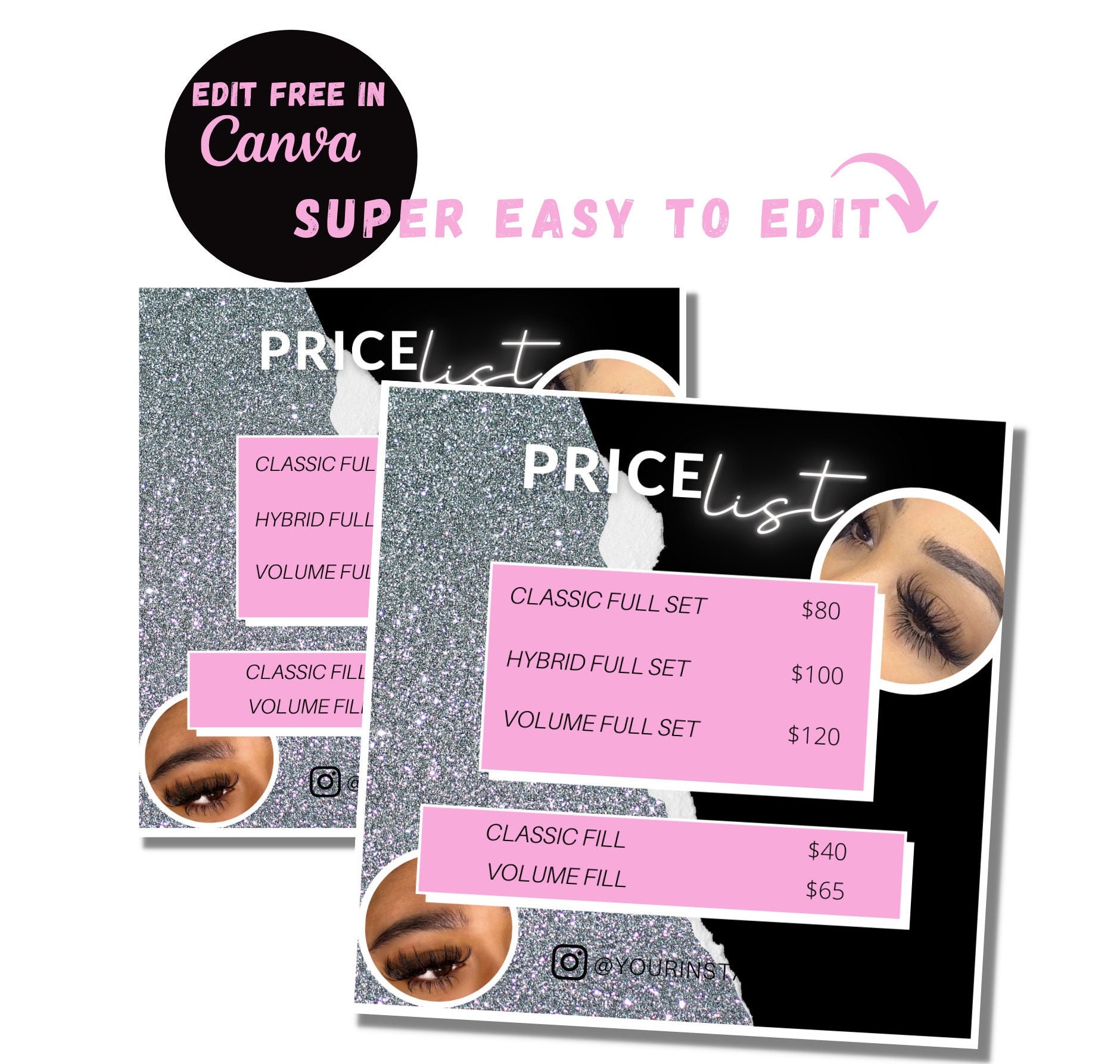 Price List Template, Pricing Template, Editable Price List, Lash Price ...