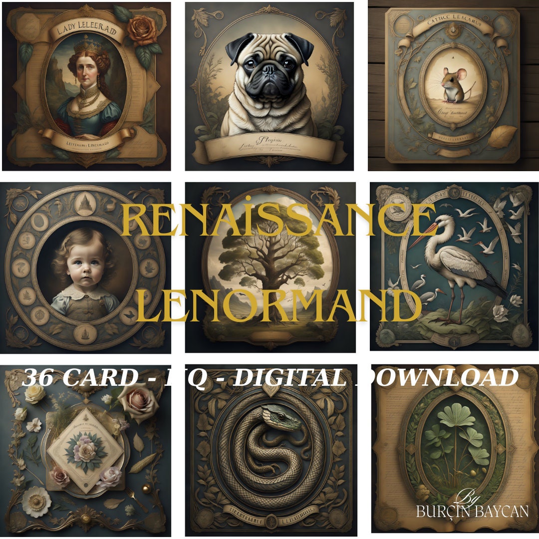 Printable Tarot Card Deck, Renaissance Lenormand , 36 Cards, Lenormand ...