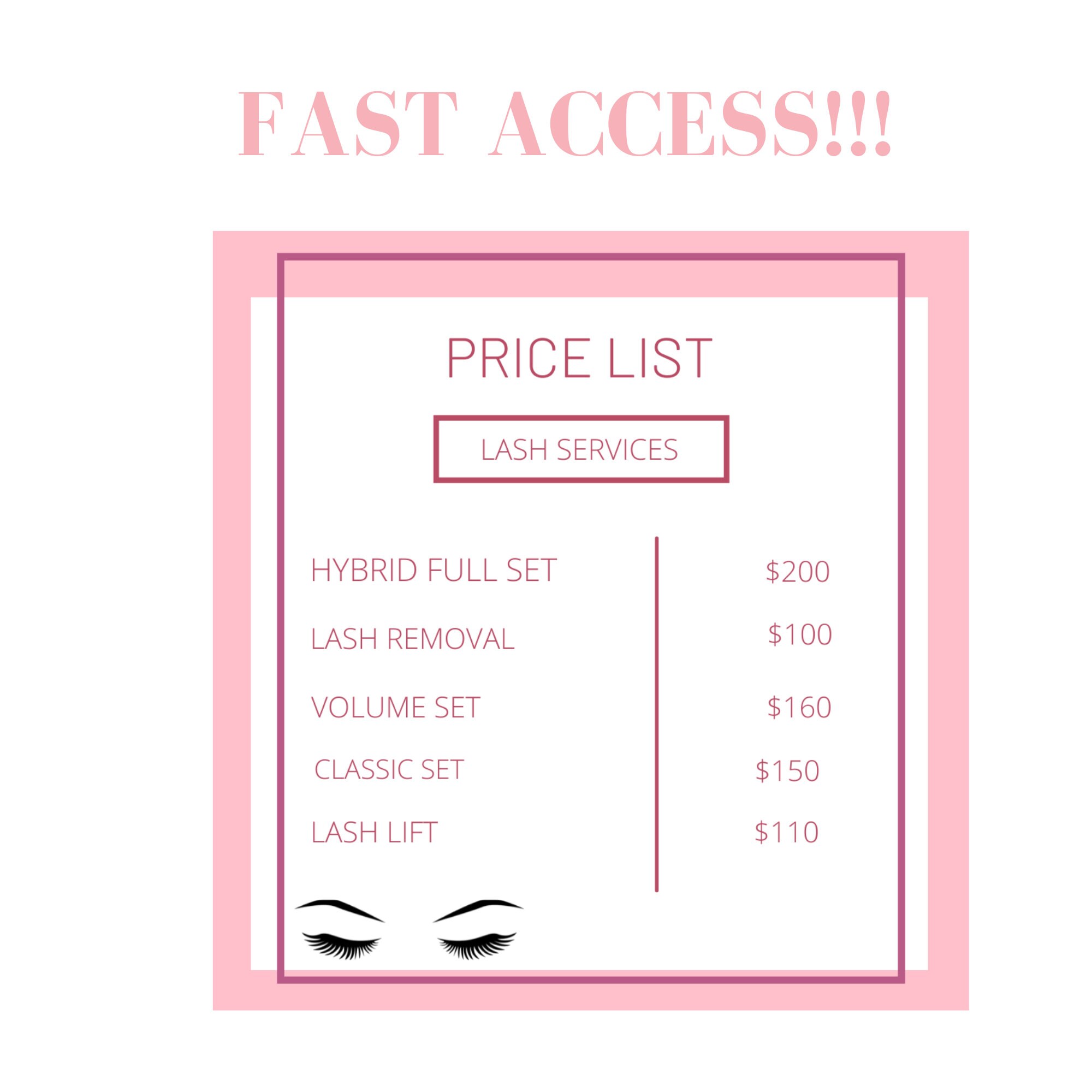 Lashes Price Template, Price List Template, Small Business Price List ...