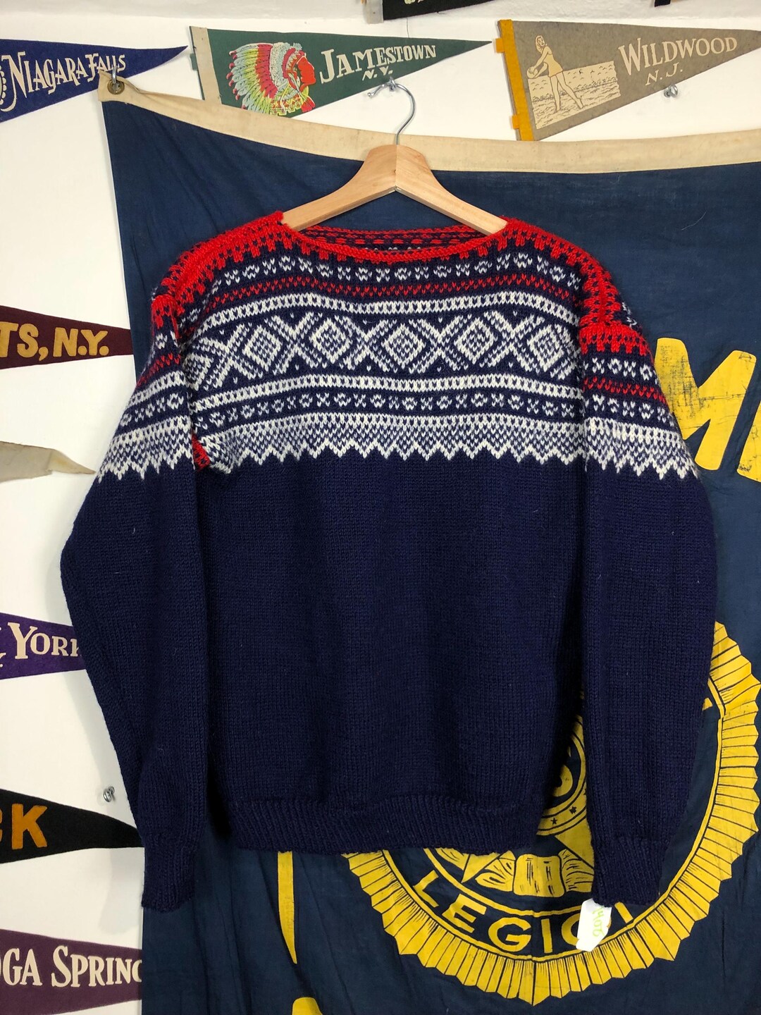 Vintage Norwegian Marius Sweater Navy Red Size S / M - Etsy