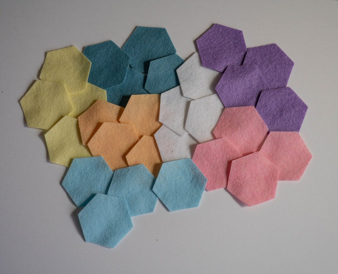 28 Hexagon Felt Shapes for Stitching or Gluing. Applique; Quilting ...
