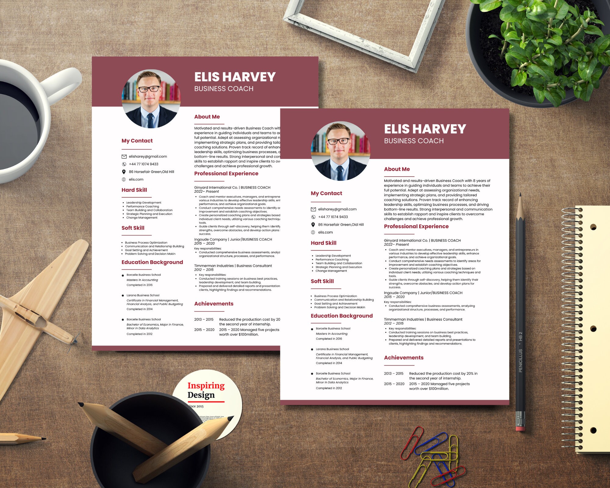 Editable Business Coach Resume Canva Template Business Coach Résumé ...