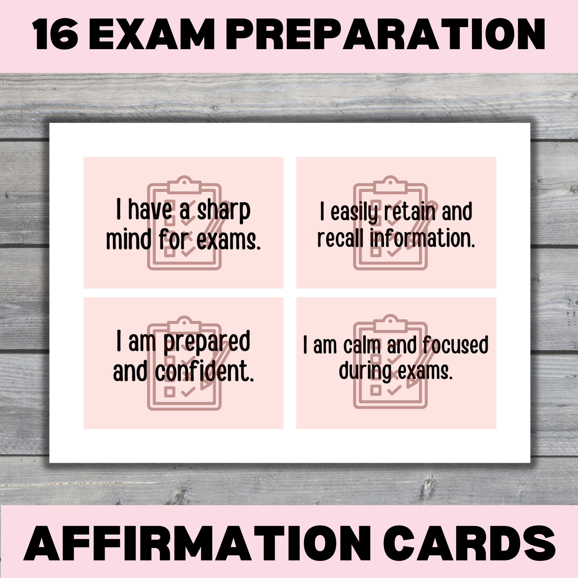 Printable Exam Preparation Affirmation Cards Template - Etsy