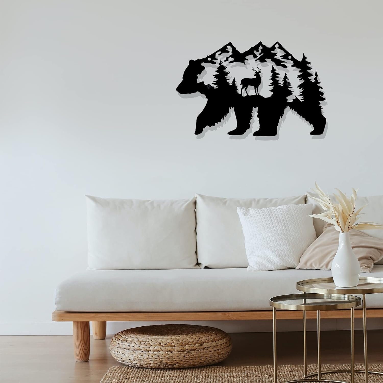 Rustic Bear & Deer Metal Wall Art: Forest Scene (DXF, SVG Digital File ...