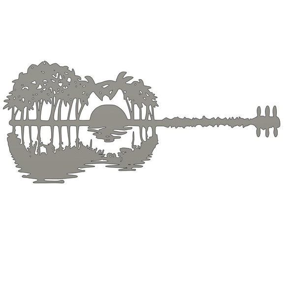 Guitar With Palm Trees - Etsy