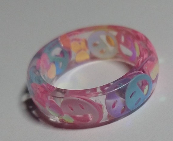 Pastel Smiley Face Resin Ring - Etsy
