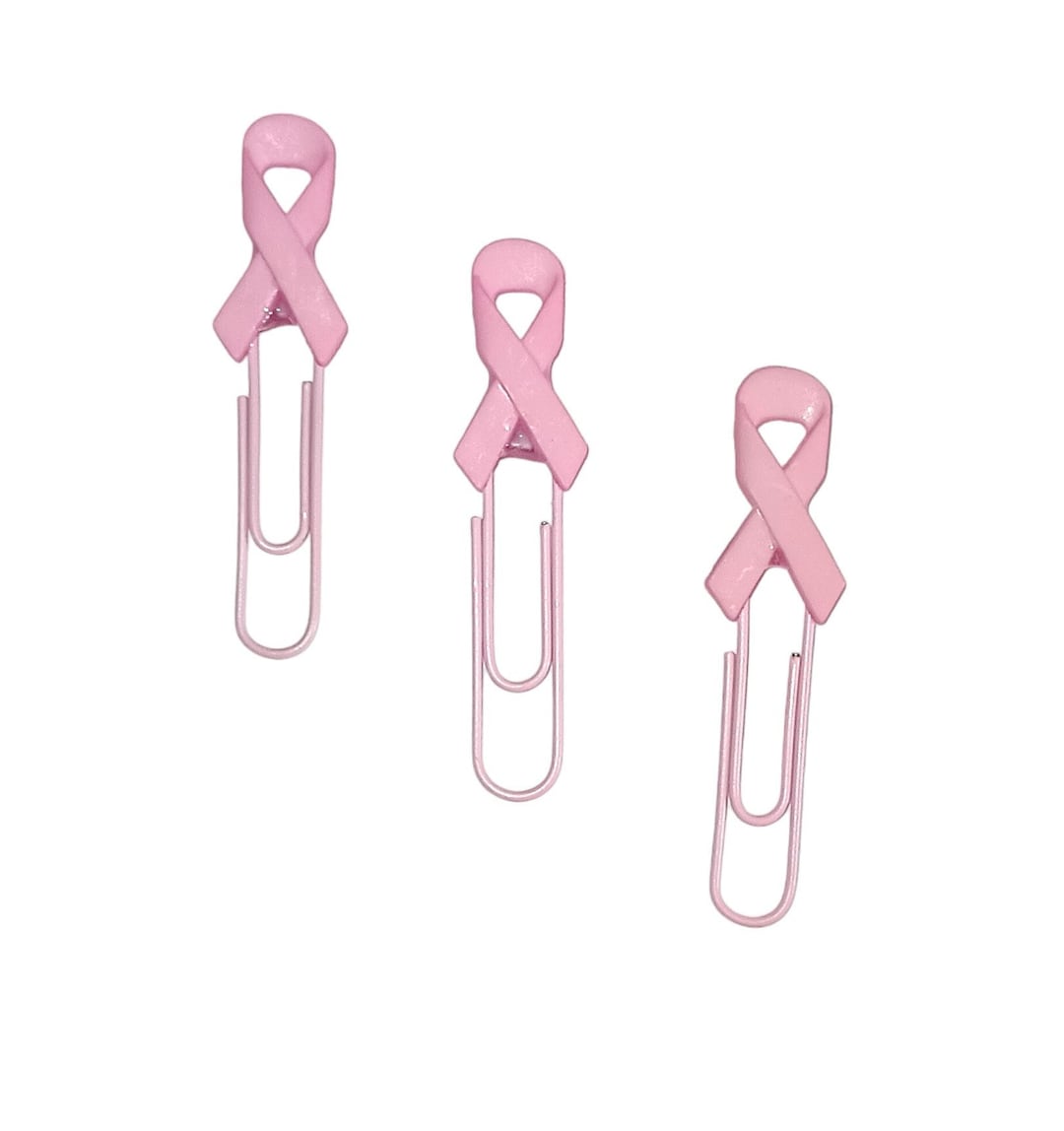 Large Breast Cancer Awareness Ribbons Decorative Paperclips, Set of 4 ...