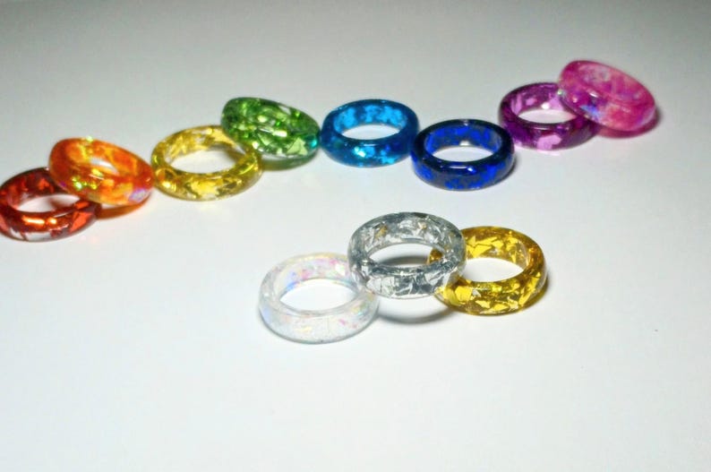 Handmade Foil Resin Ring: Vibrant Boho Statement Jewelry - Etsy