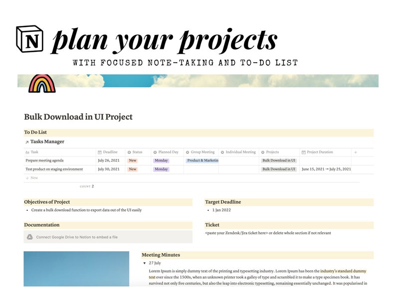 Notion Template: Work Planner for Office Employee. Task Tracker. Project Planner or Project ...