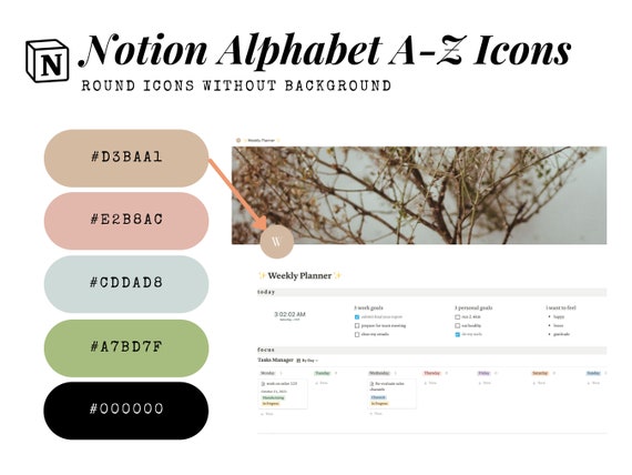 Notion Alphabet Icons for Notion Digital Template. No | Etsy