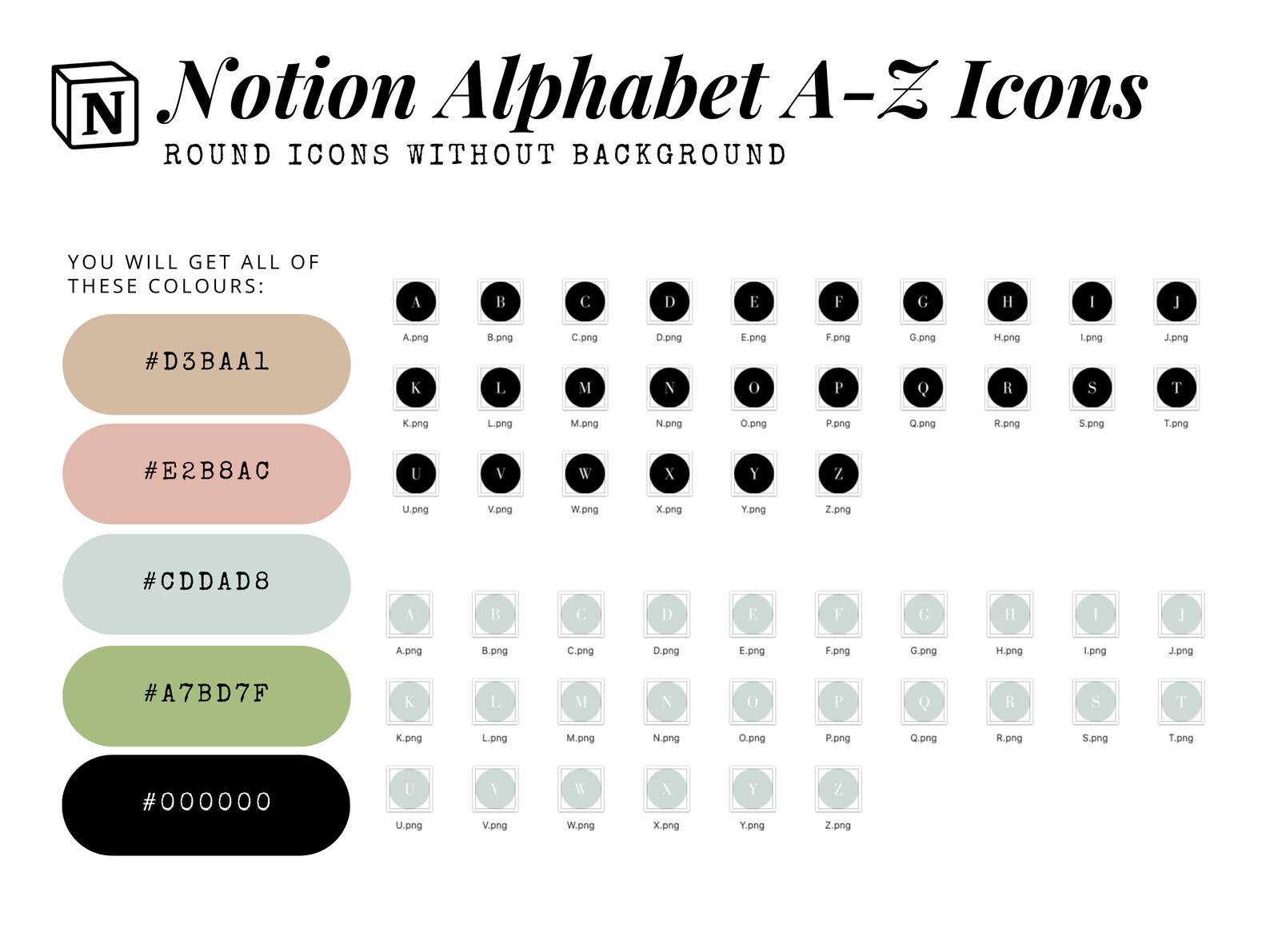Notion Alphabet Icons for Notion Digital Template. No Background ...