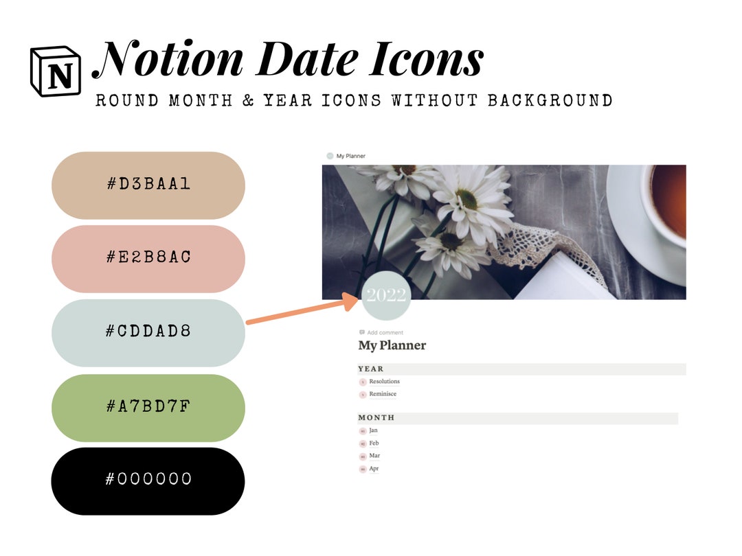 Notion Date Icons for Notion Digital Template. No Background ...