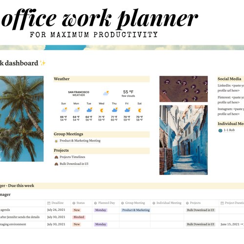 All in One Notion Template: Work Planner / Digital Organizer - Etsy