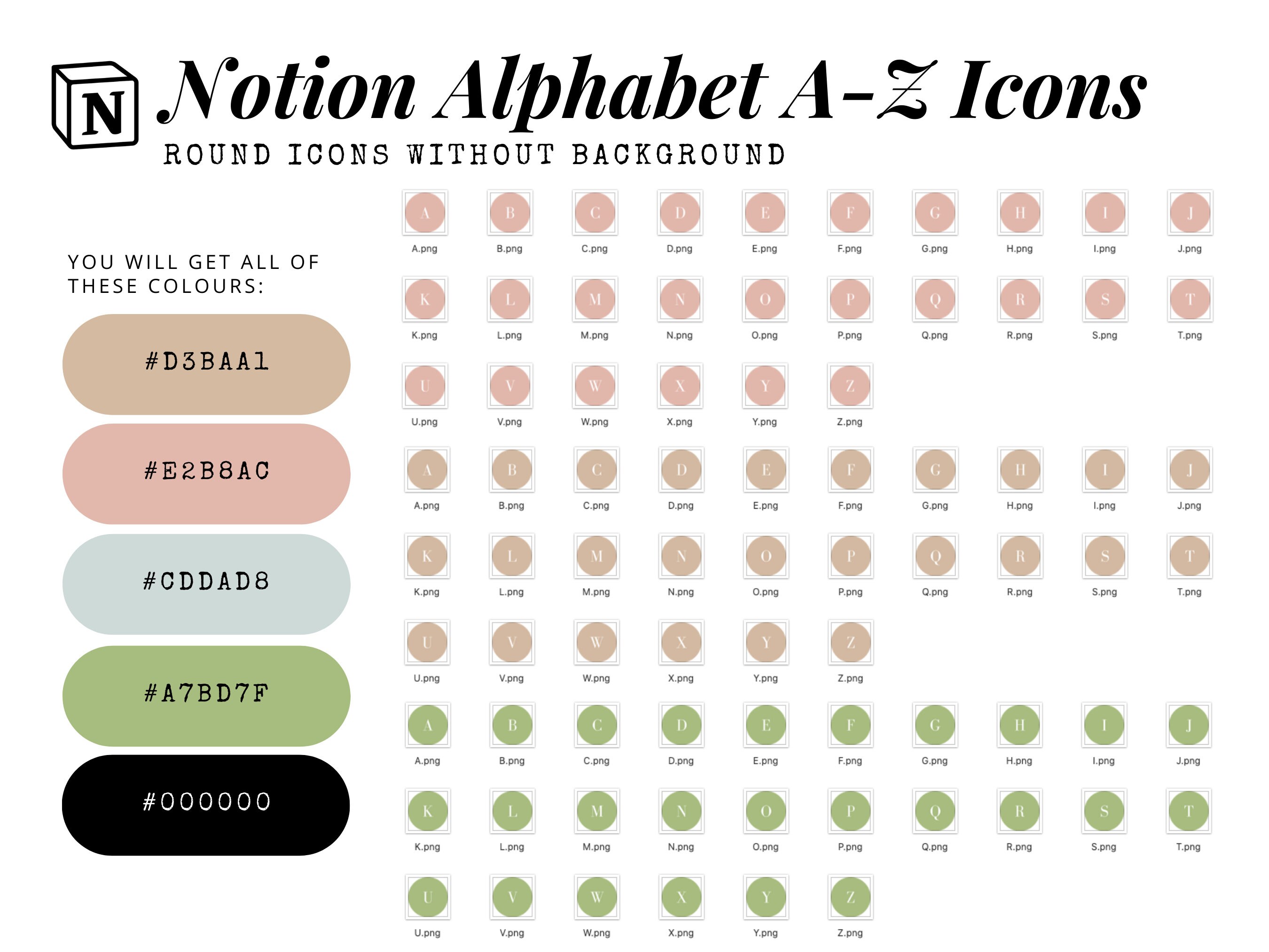 Notion Alphabet Icons for Notion Digital Template. No Background ...