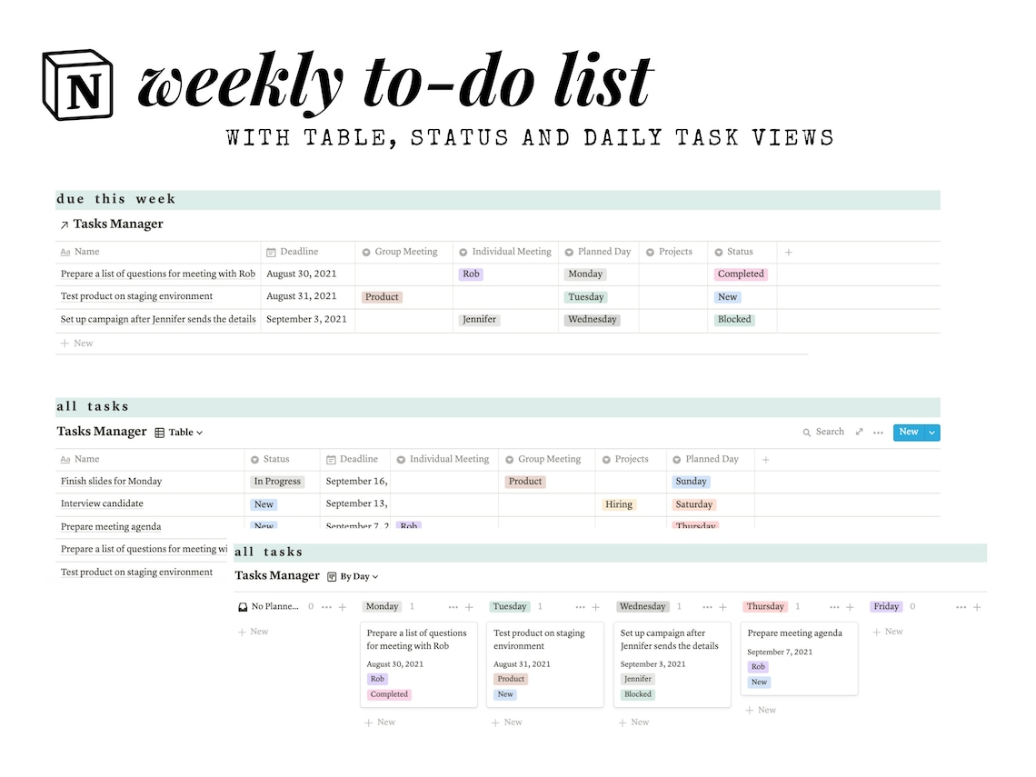 All in One Notion Template: Work Planner / Digital Organizer - Etsy