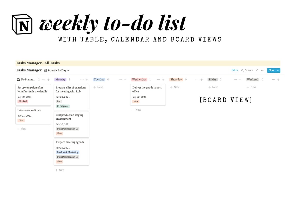 Notion Template: Work Planner for Office Employee. Task Tracker ...
