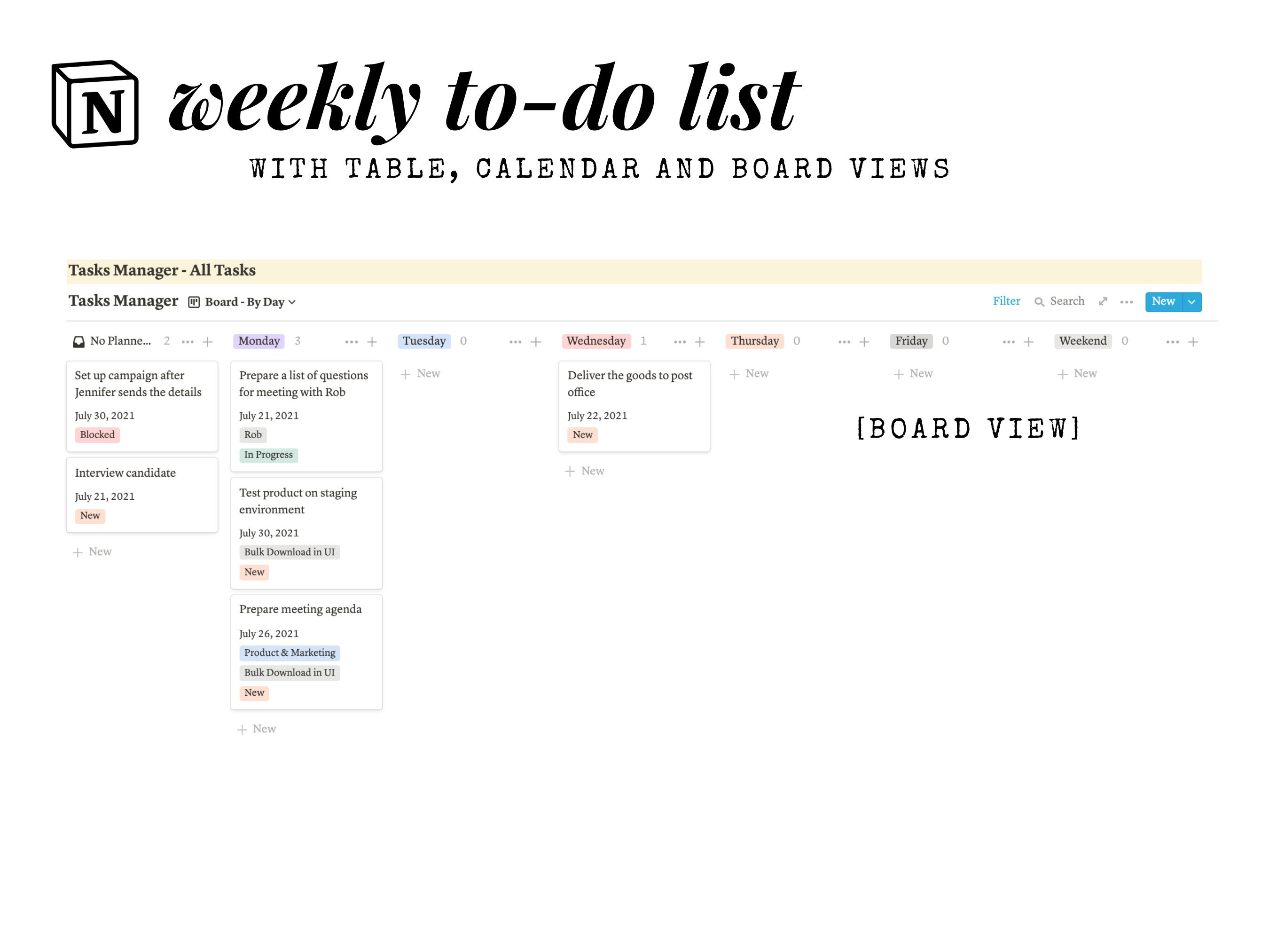Notion Template: Work Planner for Office Employee. Task Tracker ...