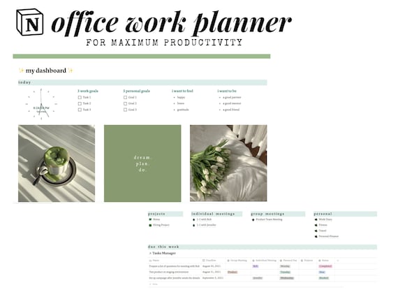 All in One Notion Template: Work Planner / Digital Organizer - Etsy