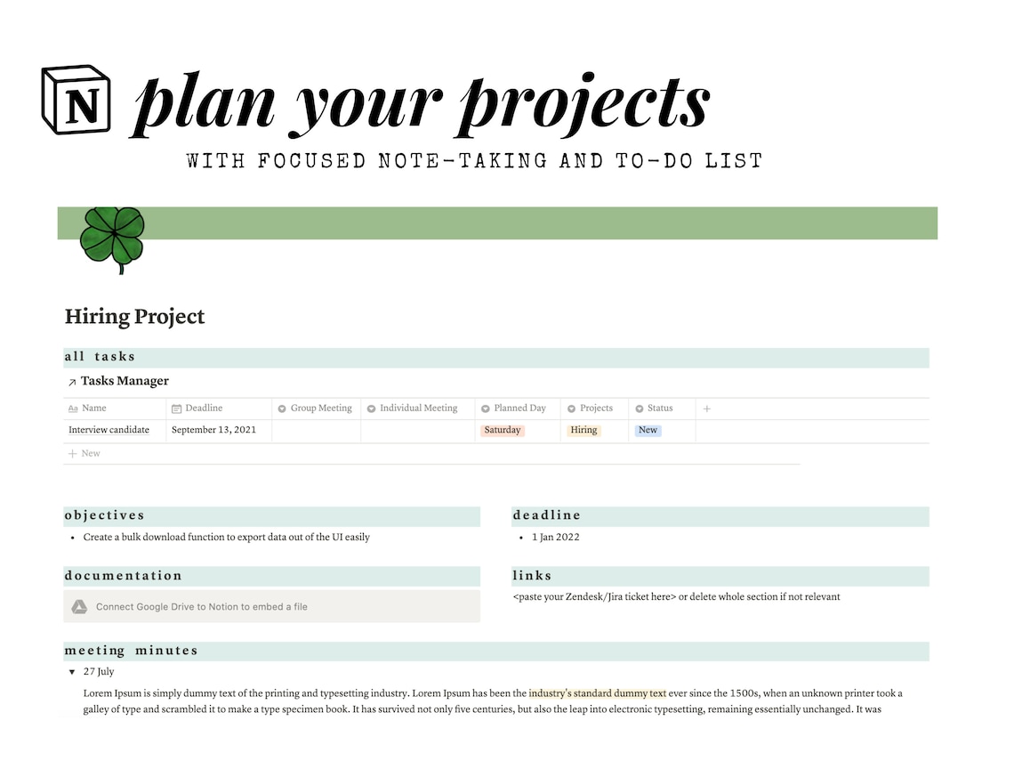 All in One Notion Template: Work Planner / Digital Organizer - Etsy
