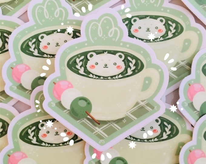 Matcha Latte Sticker Waterproof Vinyl Sticker - Etsy