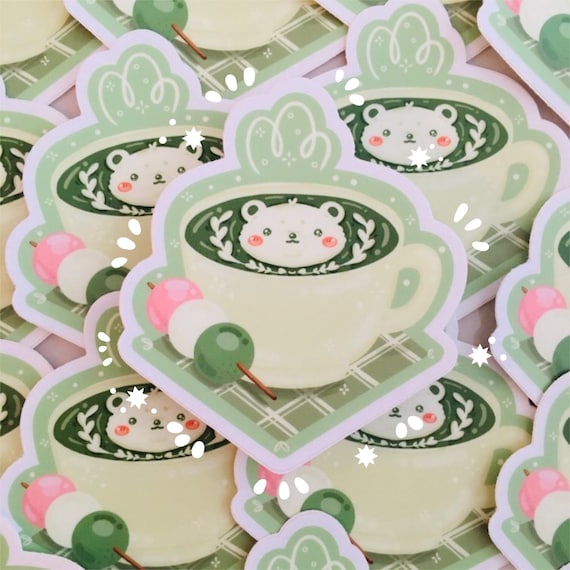 Matcha Latte Sticker Waterproof Vinyl Sticker | Etsy