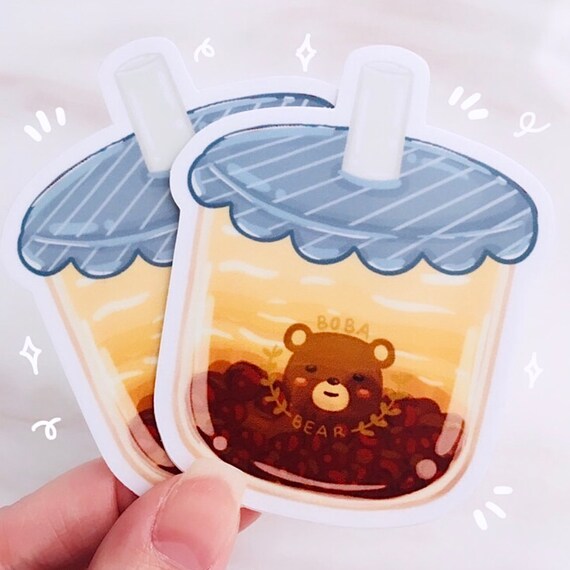Boba Bear Sticker Waterproof Vinyl Sticker | Etsy