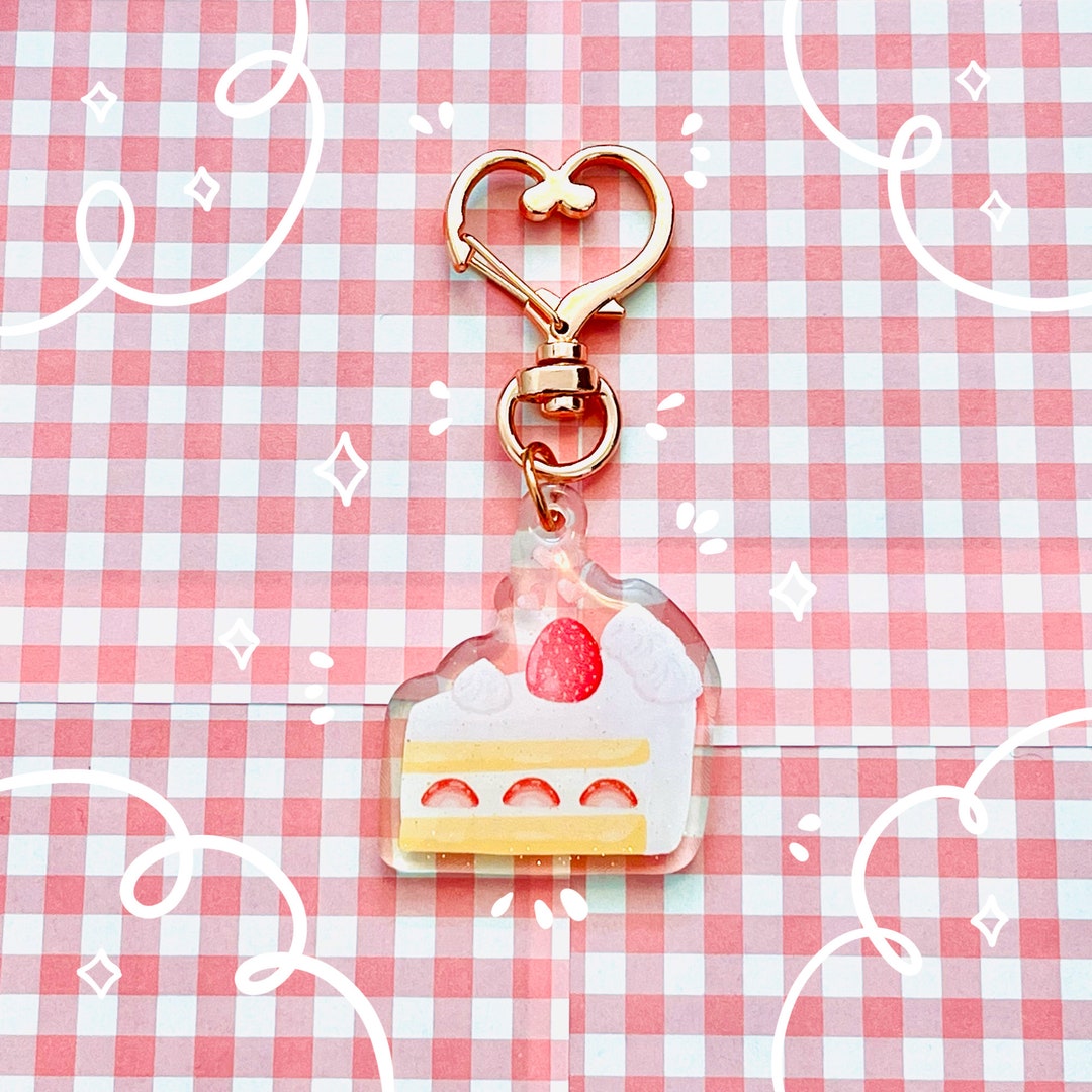 Strawberry Shortcake Keychain Double Sided Glitter Acrylic - Etsy