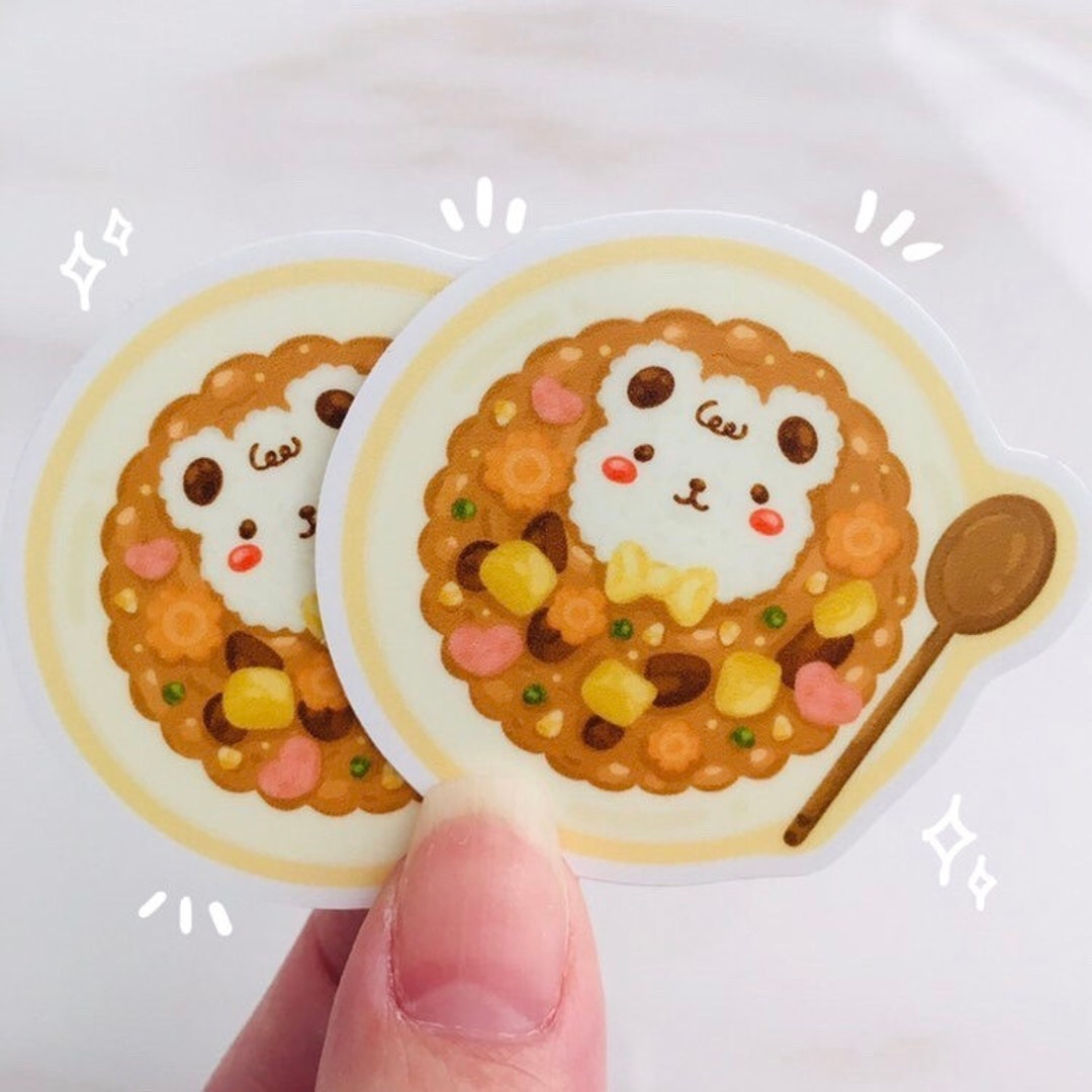 Curry Bear Sticker || Waterproof Vinyl Sticker - Etsy